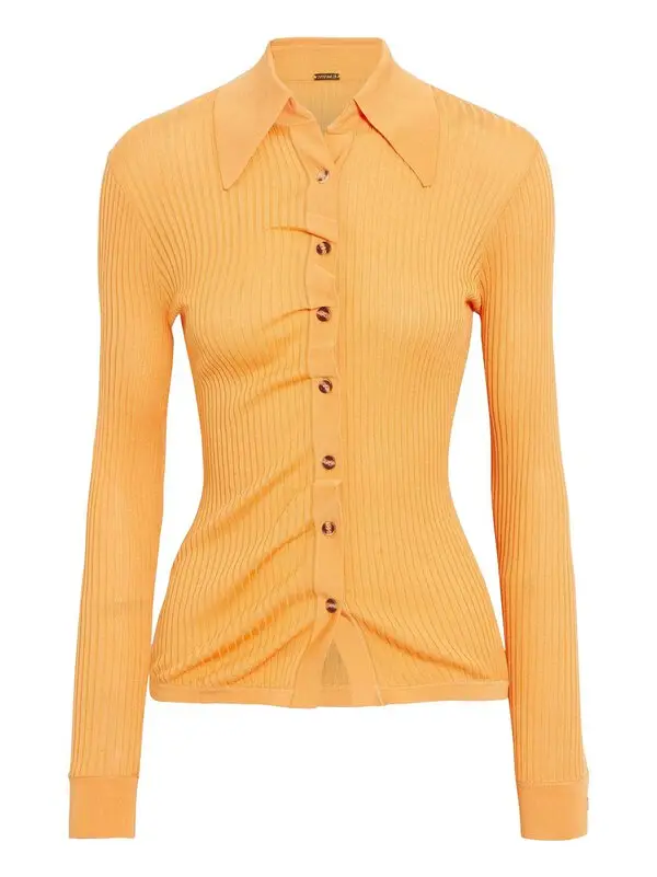 Dodo Bar Or Ribbed Knit Buttoned Shirt - Orange