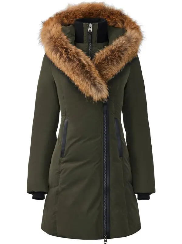 Mackage Kay-f Fitted Down Coat With Natural Fur Collar - Army