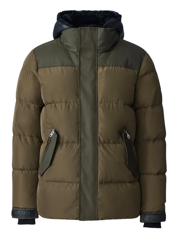Mackage Classic Down Jacket With Removable Shearling Bib - Army