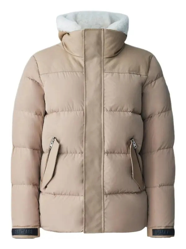Mackage Classic Down Jacket With Removable Shearling Bib - Camel