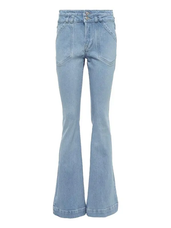FRAME Double Button Flare High-rise Jeans - Blue