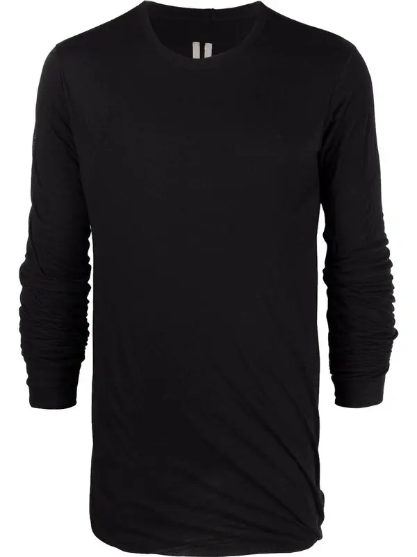 Rick Owens Long-sleeved Gathered T-shirt - Black