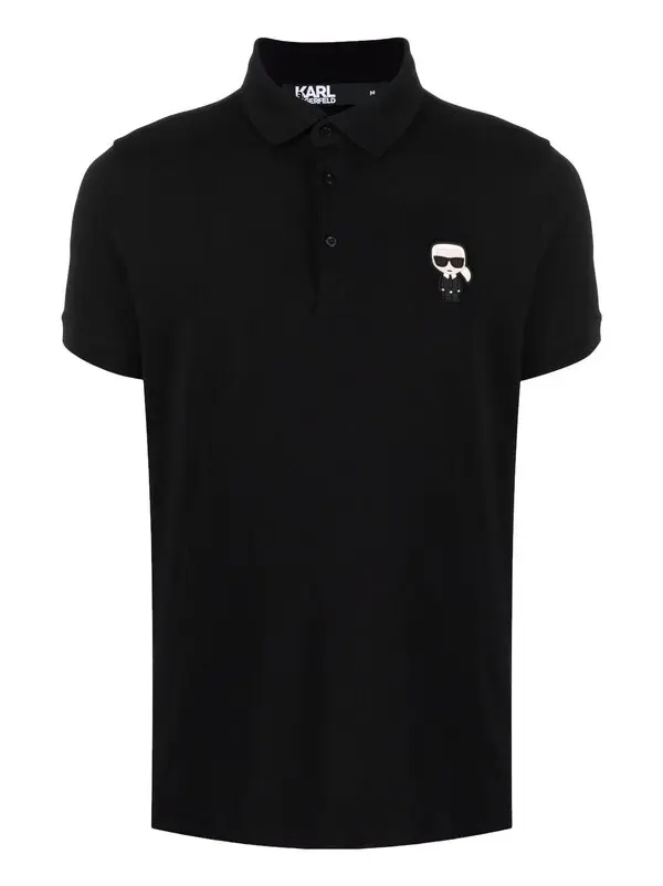 Karl Lagerfeld Logo-patch Polo Shirt - Black