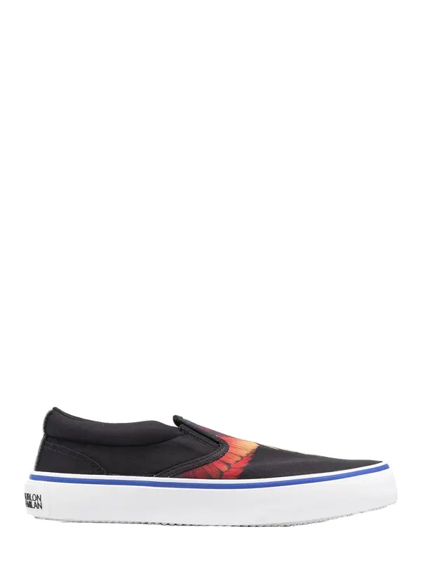 COUNTY OF MILAN Marcelo Burlon Wings Print Slip-on Sneakers - Black
