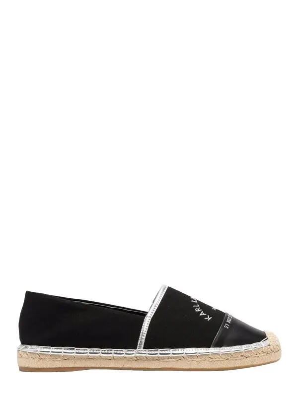 Karl Lagerfeld Embroidered-logo Espadrille Shoes - Black