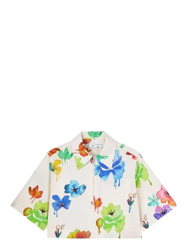 Off-White Watercolour Floral-print Shirt - White