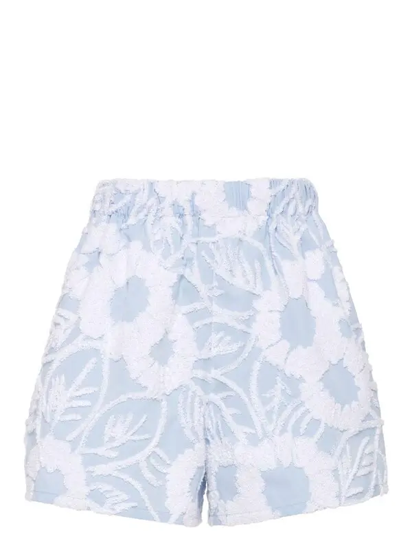 Prada Floral Embroidered Shorts - Blue
