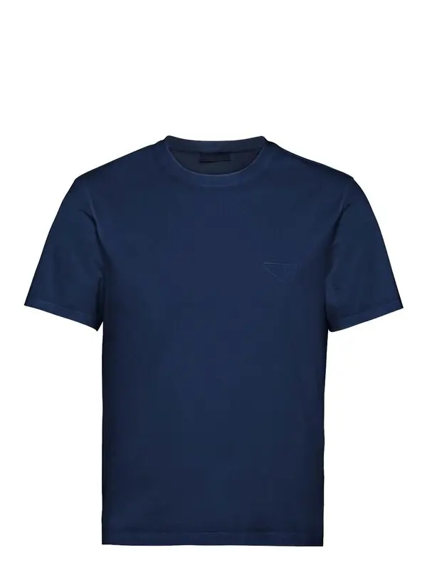Prada Logo-embroidered Cotton T-shirt - Blue