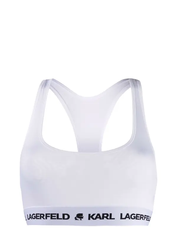 Karl Lagerfeld Logo Band Sports Bra - White
