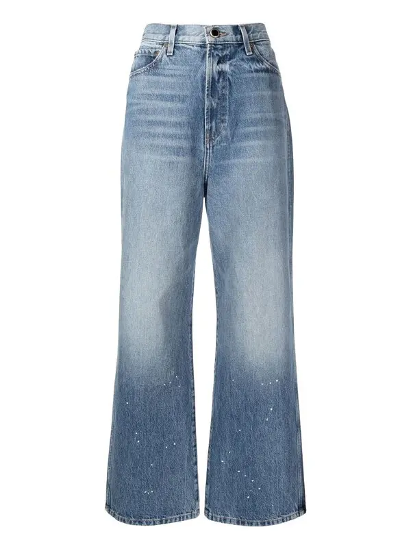 Khaite Paint-splatter Wide-leg Jeans - Blue