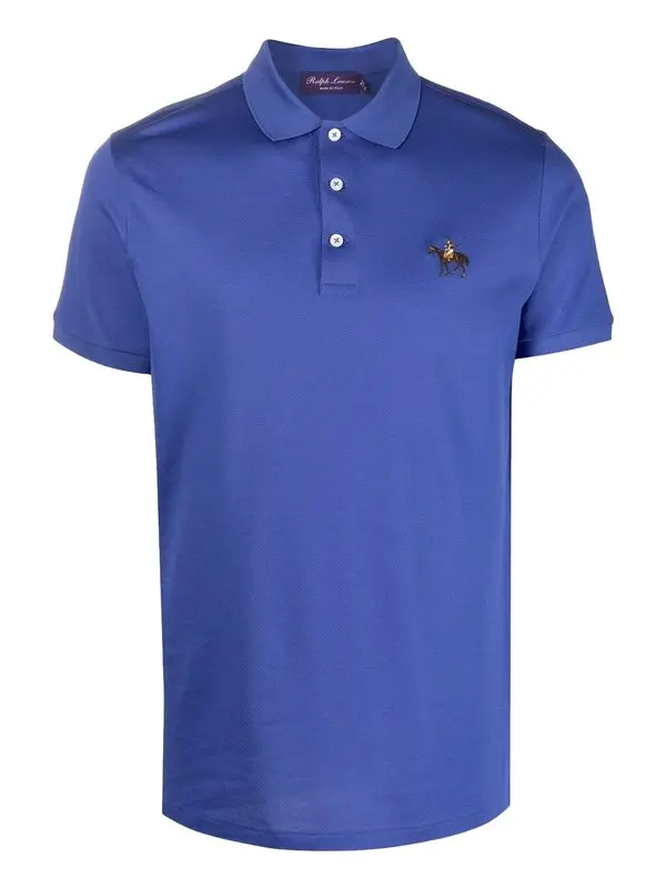 Ralph Lauren Purple Label Embroidered Logo Polo Shirt - Blue
