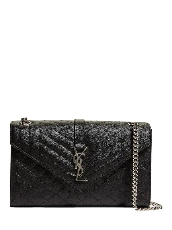 Saint Laurent Envelope Triquilt Shoulder Bag - Black