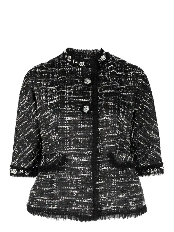 Shiatzy Chen Embellished Tweed Jacket - Black