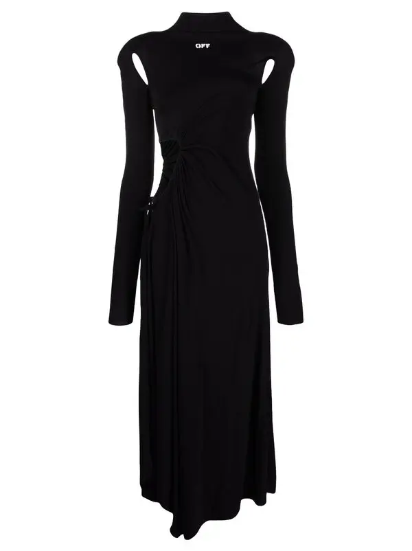 Off-White Logo-print Cut-out Dress - Black