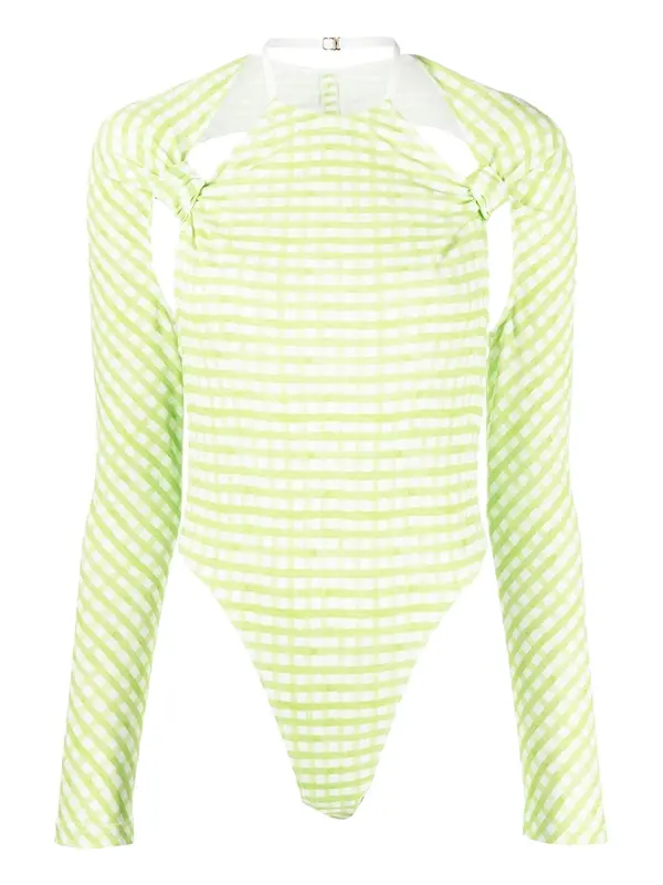 Jacquemus Check-print Bodysuit - Green