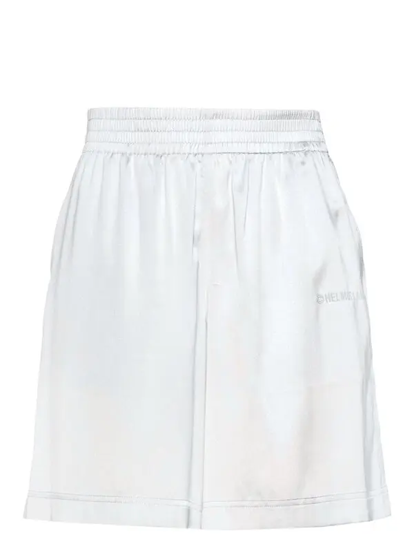 Helmut Lang Gathered Stretch-silk Satin Shorts - Light Gray