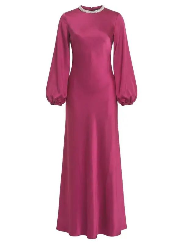 Mac Duggal Ieena Satin Sheath Gown - Berry