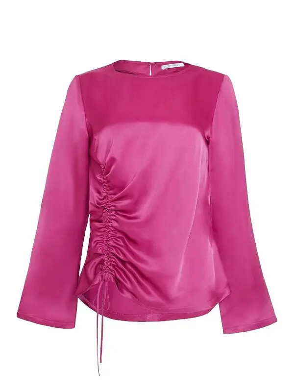 Santorelli Fabi Satin Ruched Top - Fuchsia