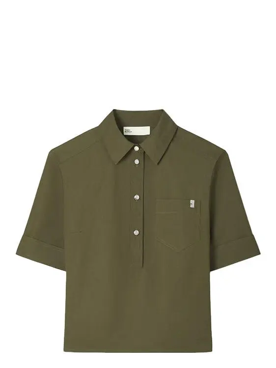 Tory Burch Poplin Shirt - Olive Pesto
