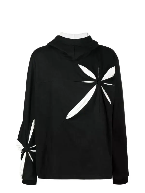 KUSIKOHC Origami-pattern Cotton Hoodie - Black