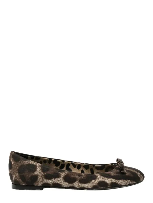 Dolce & Gabbana Leopard-print Ballerina Shoes - Brown