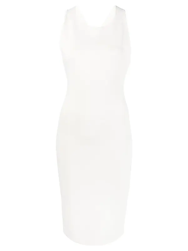 YVES SALOMON Ribbed Cross-strap Midi Dress - White