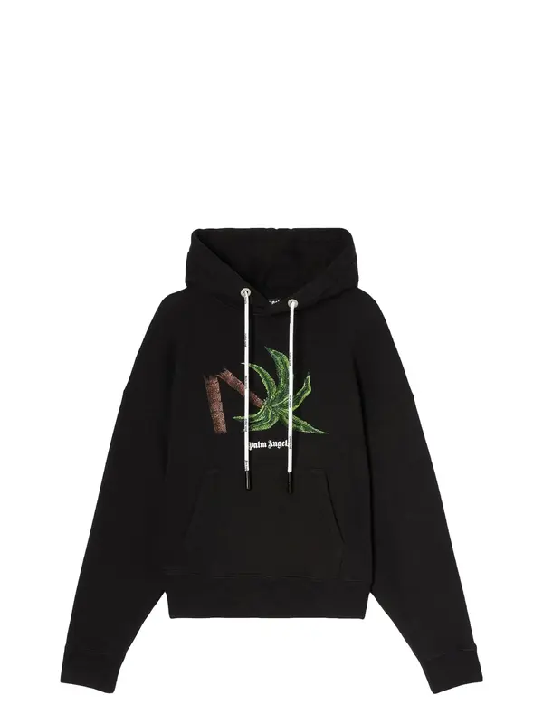 Palm Angels Broken Palm Printed Hoodie - Black