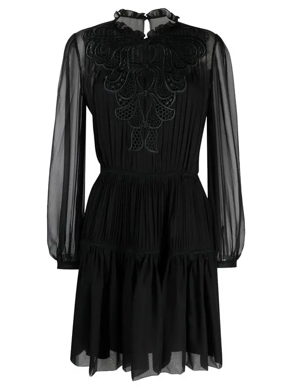 Alberta Ferretti Long-sleeve Shift Dress - Black