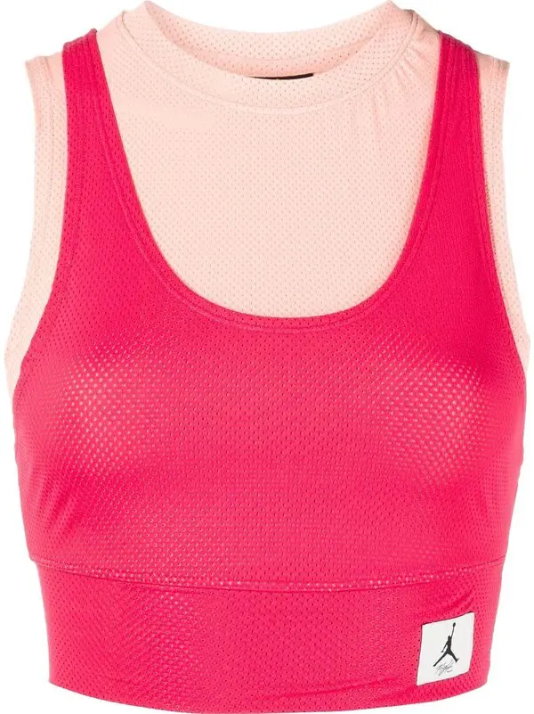 JORDAN Logo-patch Cropped Vest - Pink