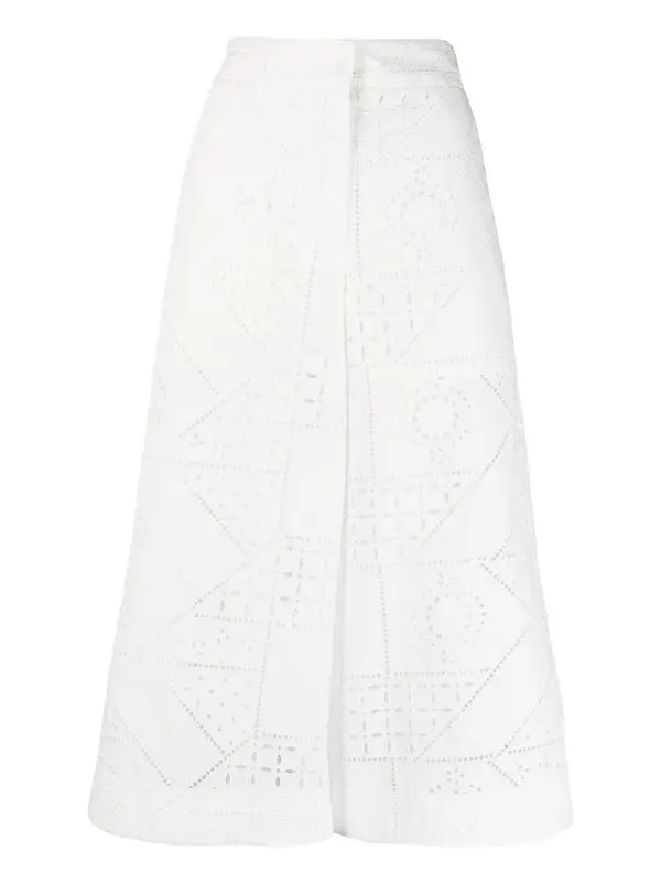 MSGM Embroidered Cotton-blend Culottes - White