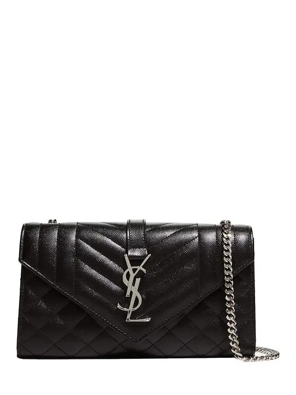 Saint Laurent Envelope Triquilt Small Shoulder Bag - Black