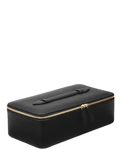 Smythson Panama Cross-grain Leather Jewellery Travel Case - Black