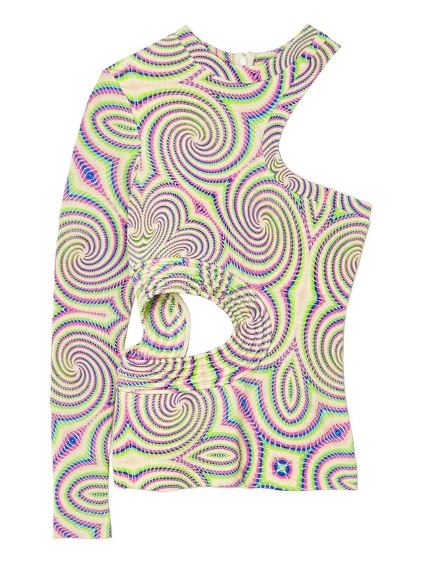 Stella McCartney Cutout Printed Bodysuit - Green