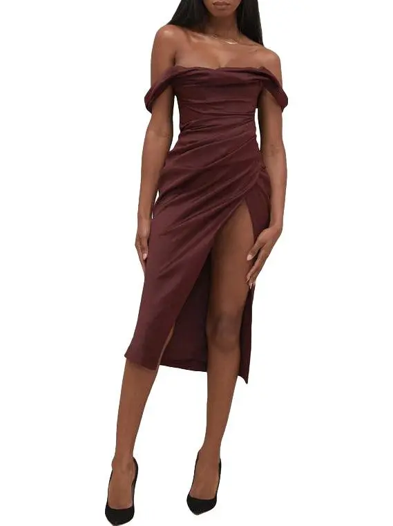 House Of Cb Rhoda Corset Midi Dress - Raisin