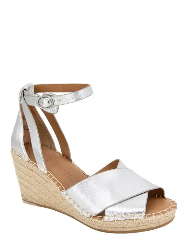 GENTLE SOULS SIGNATURE Charli X Wedge Sandal - Silver Leather
