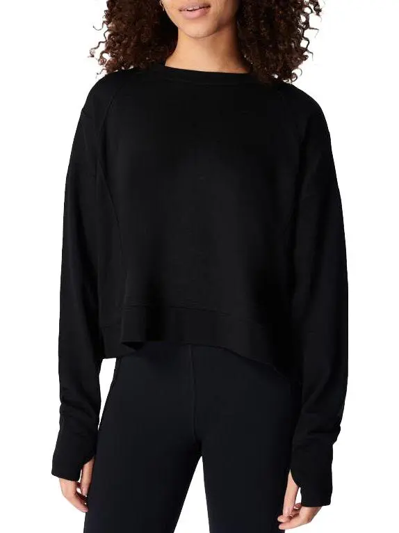 Sweaty Betty Cotton Blend Crop Sweatshirt - Black
