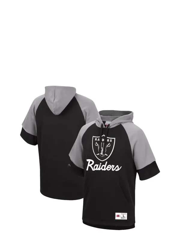 Mitchell & Ness Las Vegas Raiders Home Advantage Raglan Short Sleeve Hoodie - Black