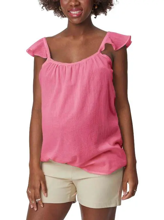 STOWAWAY COLLECTION Gauze Maternity Tank Top - Bright Rose