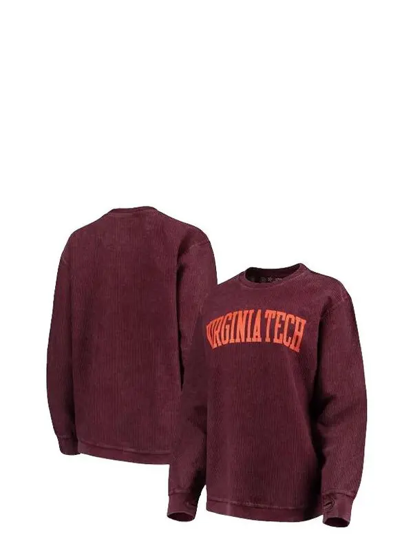 PRESSBOX Virginia Tech Hokies Corded Vintage Wash Arch Pullover Sweatshirt - Maroon