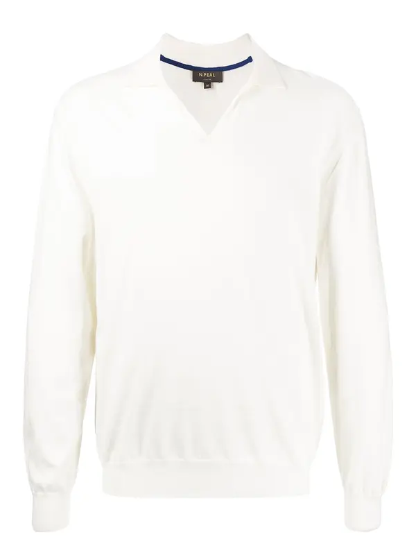N.peal Polo-collar Knit Jumper - White