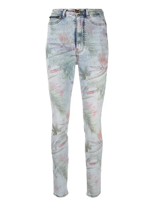 Philipp Plein Floral-print Skinny Jeans - Blue
