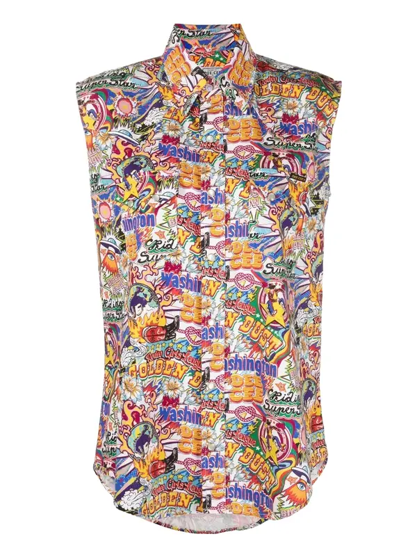 WASHINGTON DEE-CEE Graphic-print Sleeveless Shirt - White