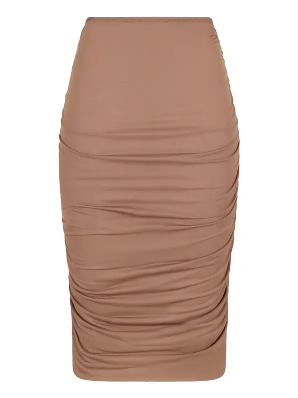 Dolce & Gabbana Draped Stretch Midi Skirt - Brown