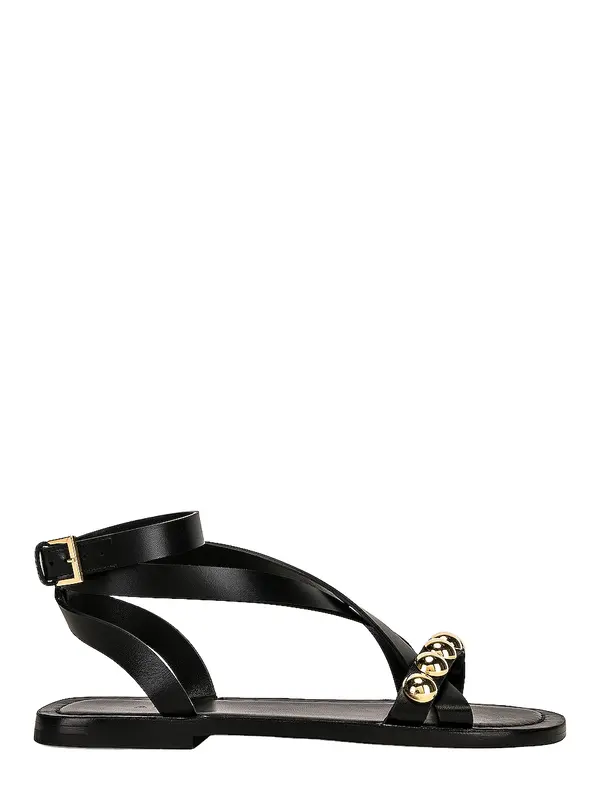 Alaïa Flat Ankle Strap Sandals - Noir