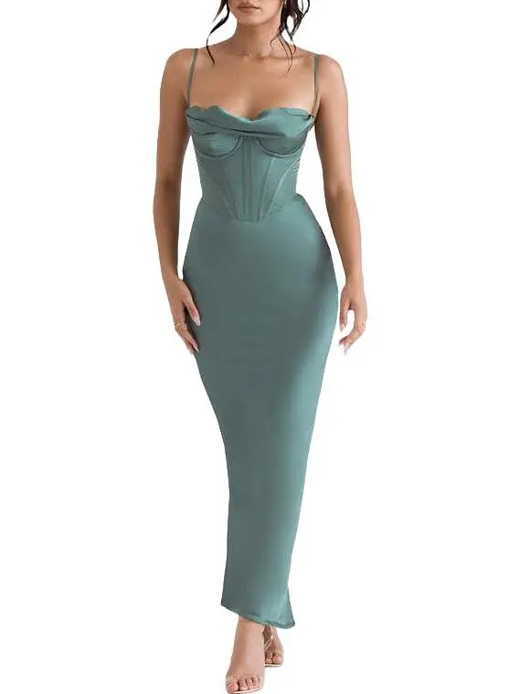 House Of Cb Charmaine Corset Dress - Pine