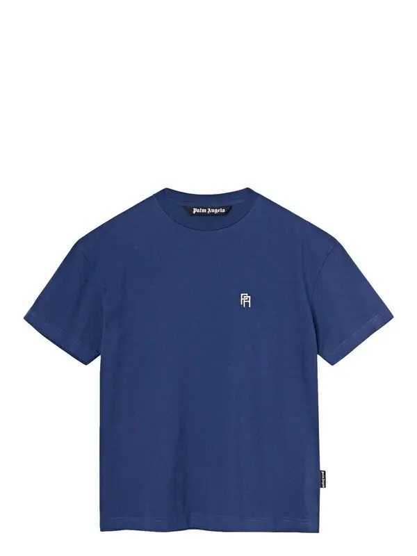 Palm Angels Monogram-embroidered T-shirt - Blue