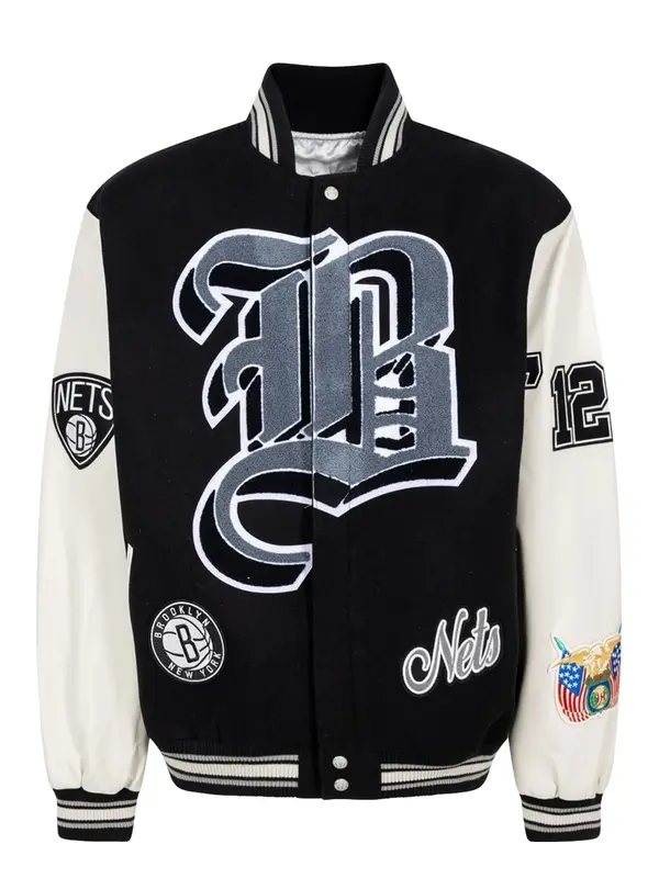 JEFF HAMILTON Brooklyn Nets Bomber Jacket - Grey