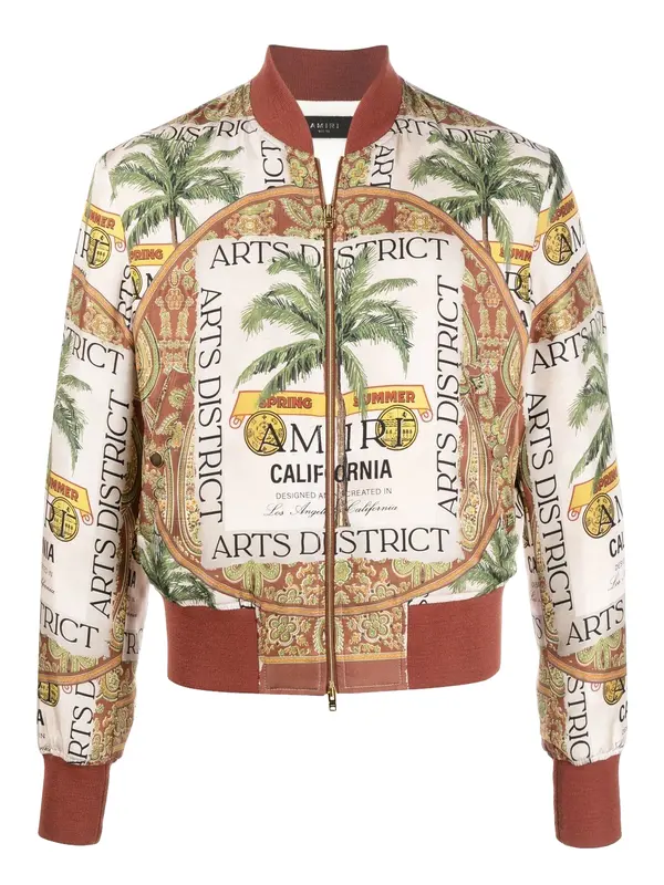 Amiri Graphic-print Silk Bomber Jacket - Neutrals