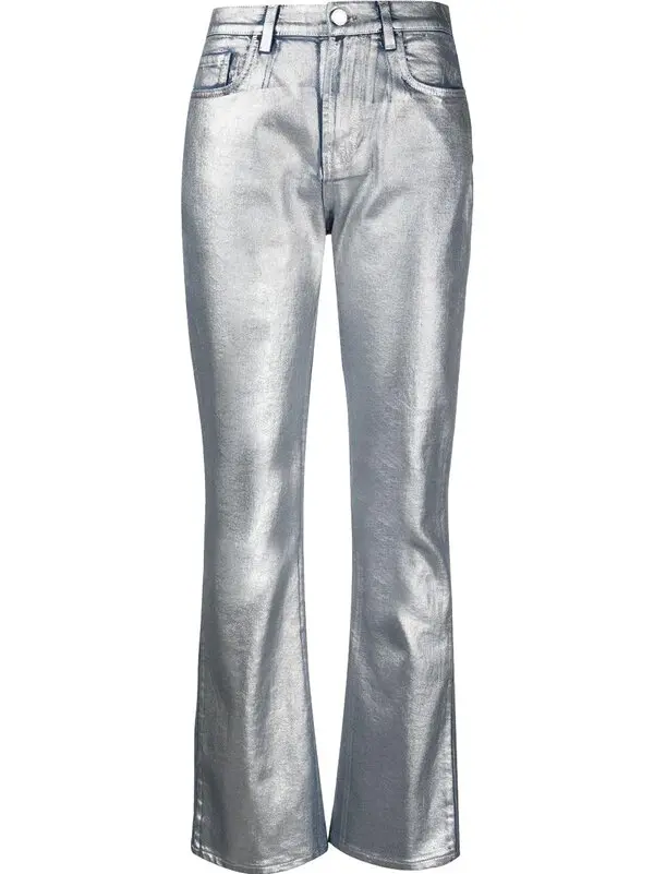 Alberta Ferretti Metallic Flared Jeans - Silver