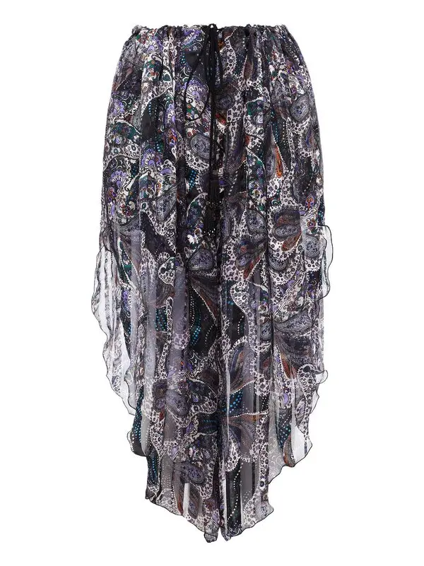 Etro Gathered Printed Silk-chiffon Midi Skirt - Black
